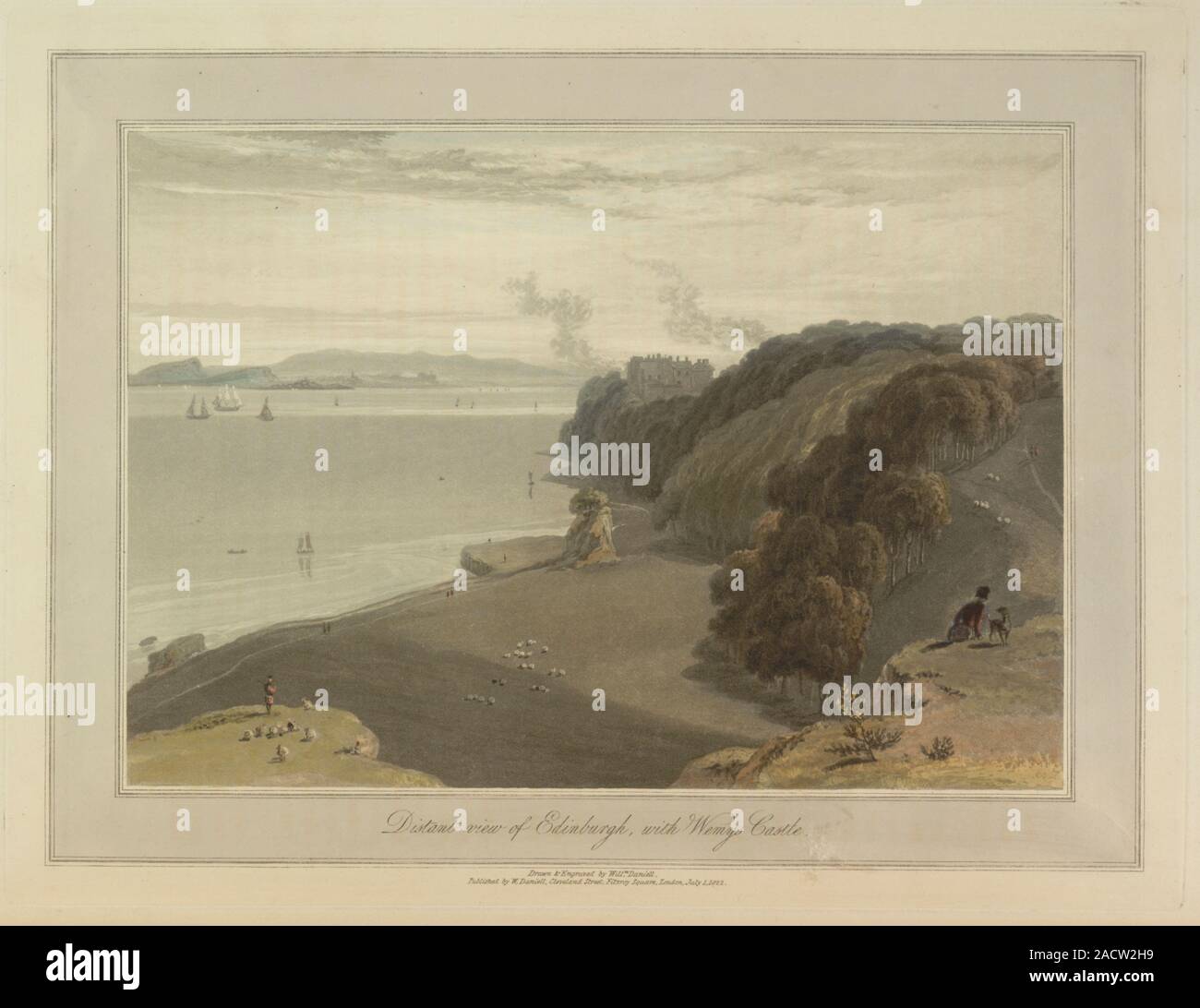 Distant View of Edinburgh - with Wemys Castle. Coastal landscape scenes ...
