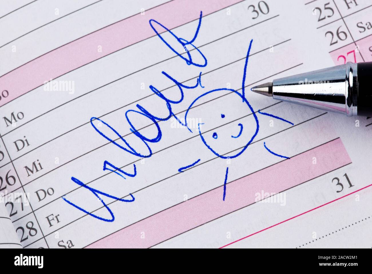 Entry in calendar: Vacation Stock Photo - Alamy