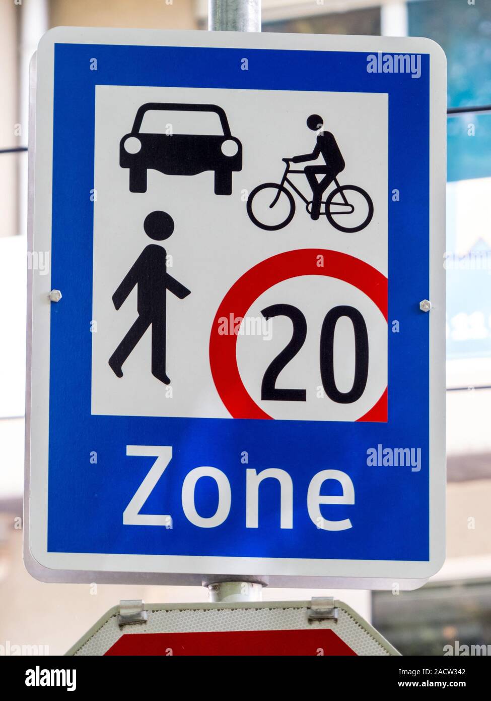 Traffic signs Encounter zone Stock Photo - Alamy