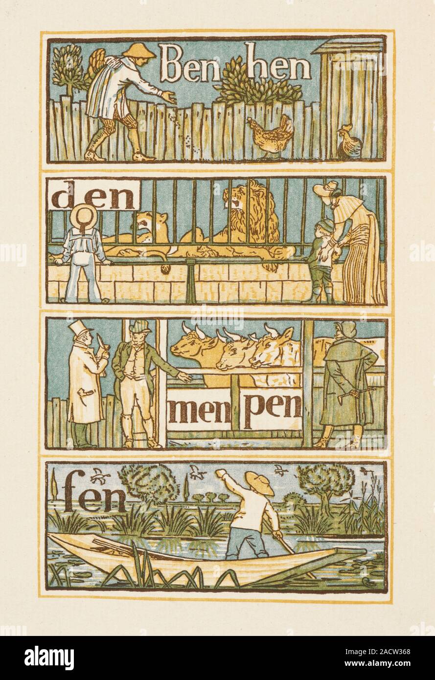 Rhyming words ending in the letter N . The Golden primer, Illustrated ...