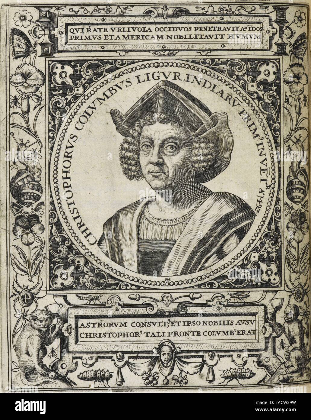 Christopher Columbus (1451-1506). Genoese explorer. Portrait Stock ...
