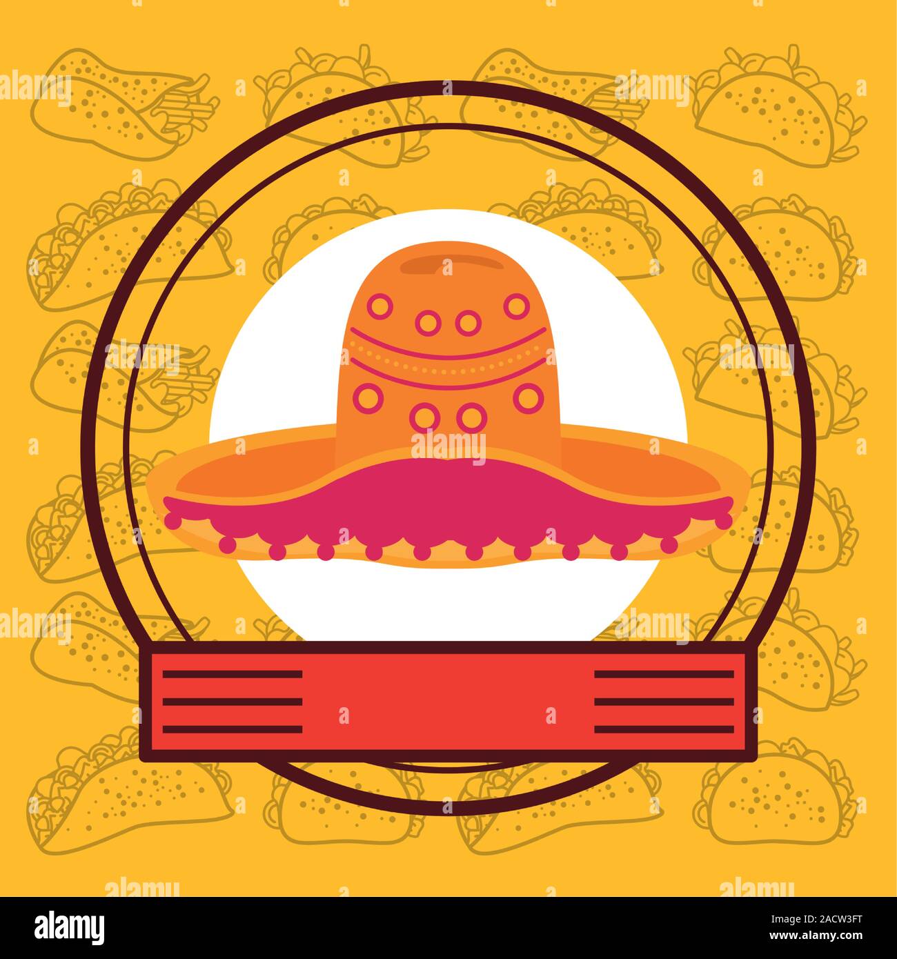 mexican culture hat with ribbon frame Stock Vector Image & Art - Alamy