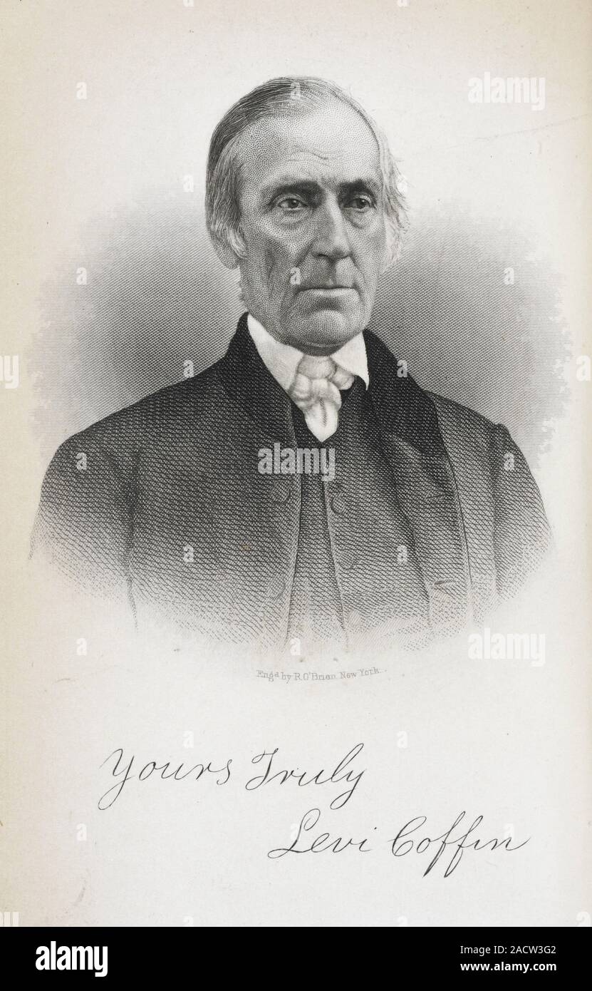 Levi Coffin. Portrait. American Quaker, abolitionist, and businessman, Author Levi Coffin Stock ...
