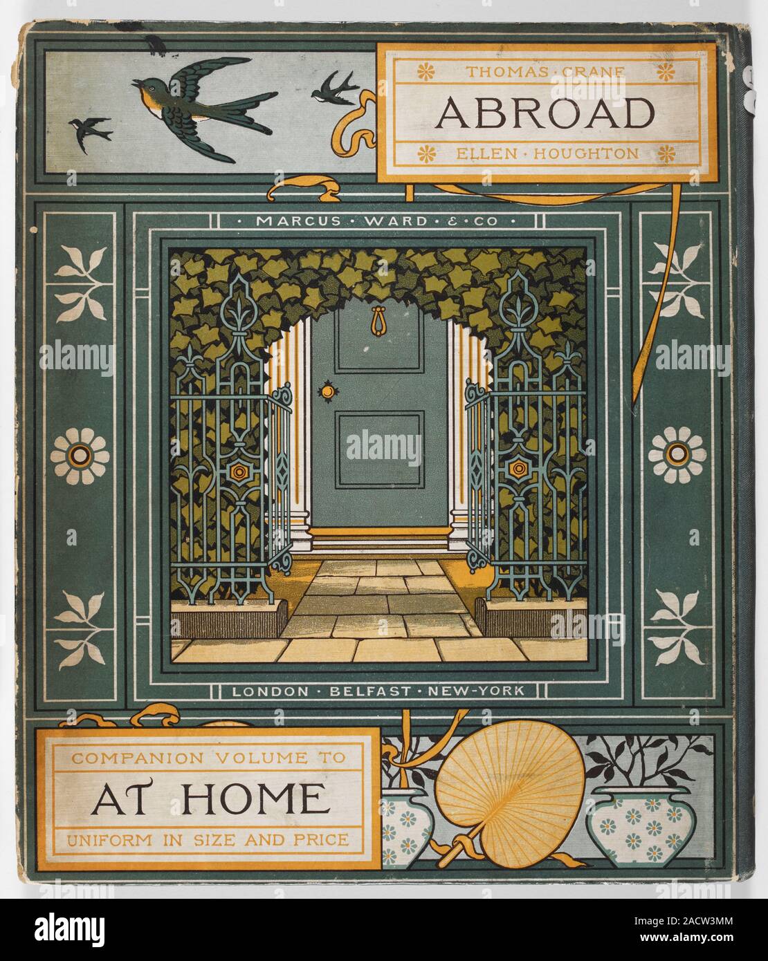 Back cover of 'Abroad'. Coloured illustration showing a door, Author ...