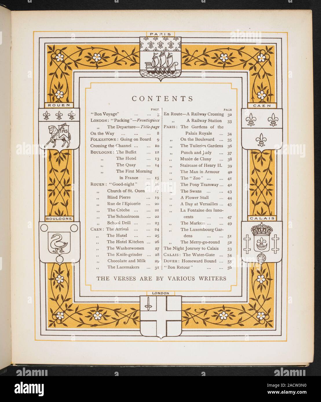 The contents page of 'Abroad', Author Thomas Crane, Illustrated by ...
