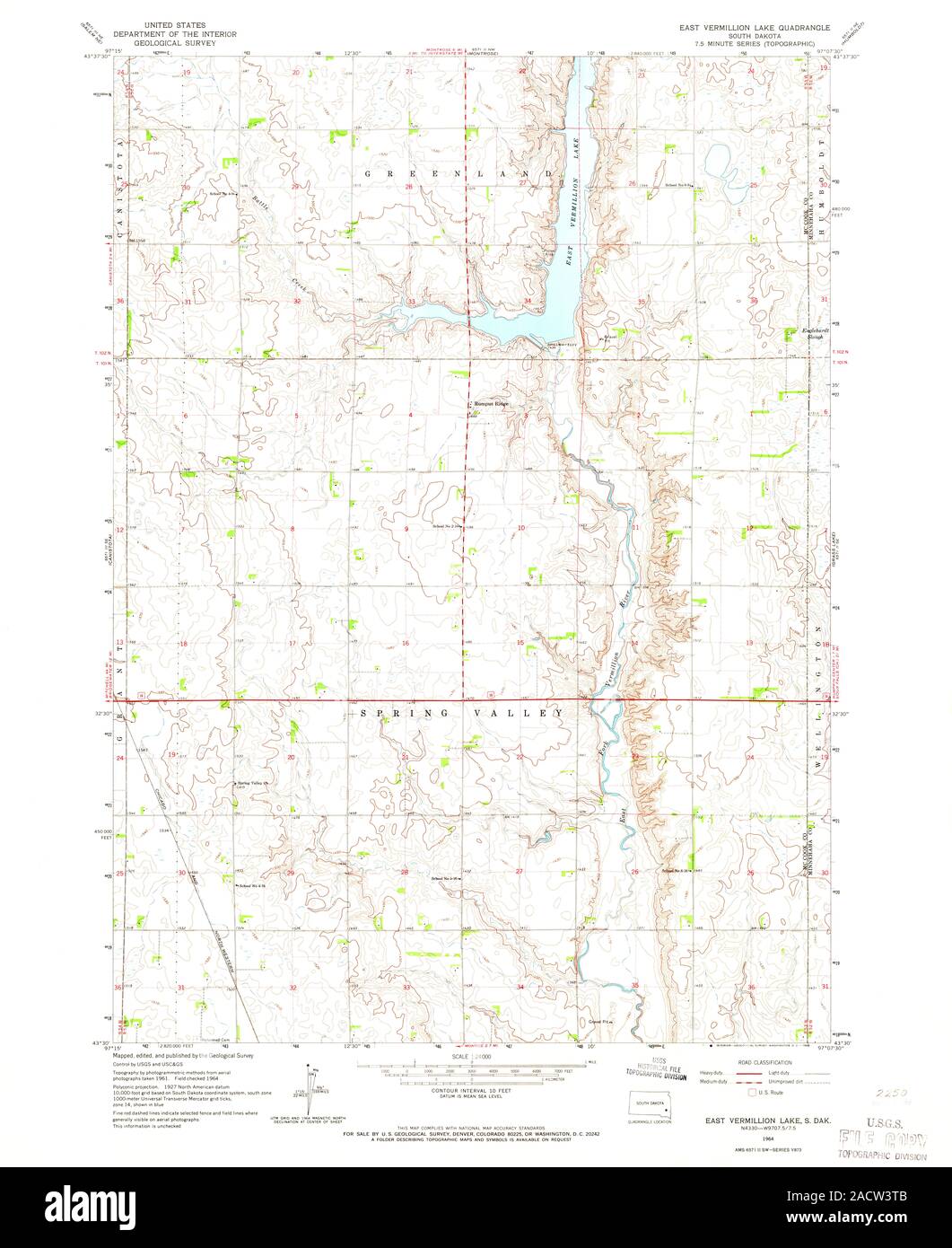 USGS TOPO Map South Dakota SD East Vermillion Lake 343118 1964 24000 ...