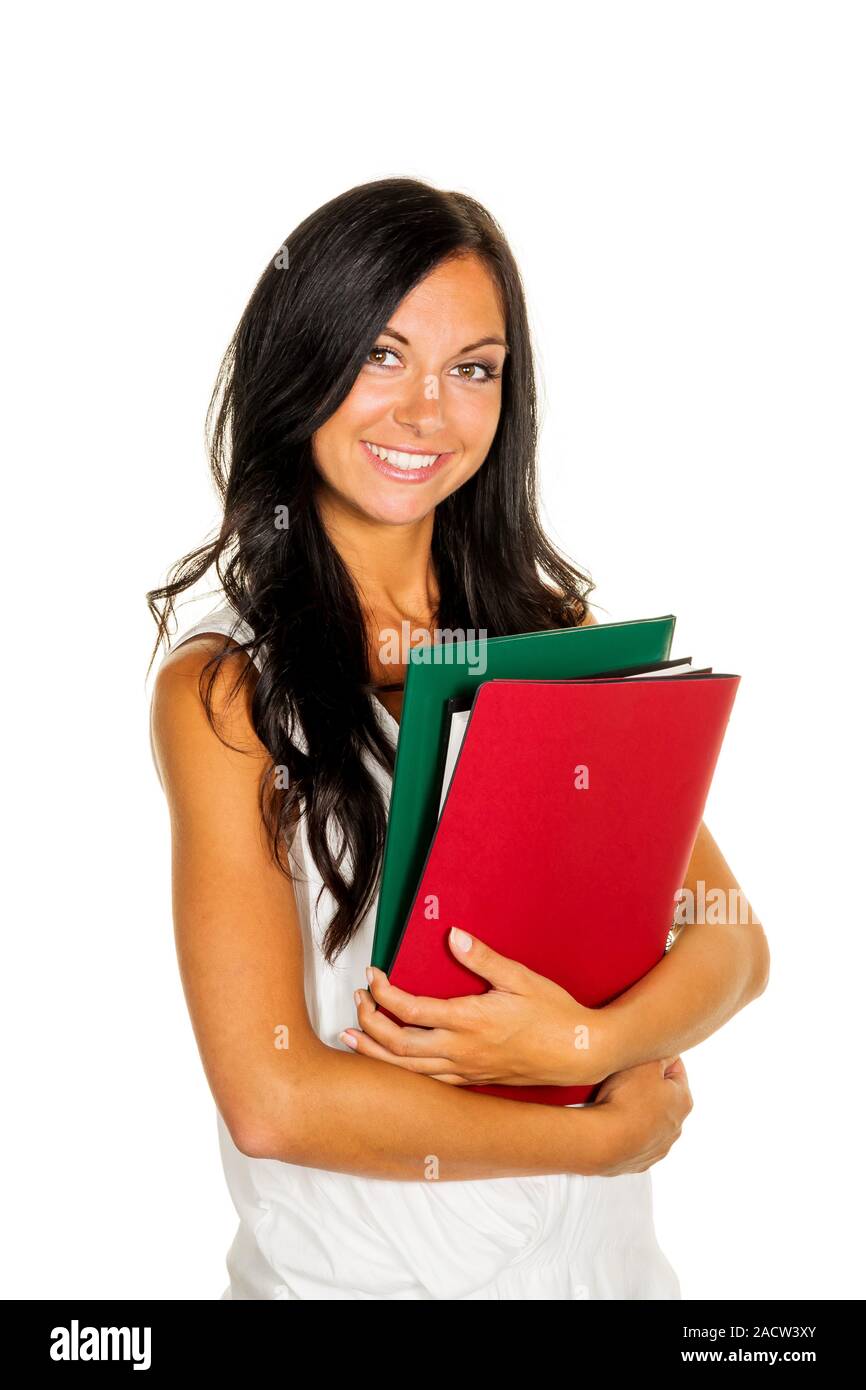 Studentin mit College Mappen Stock Photo - Alamy