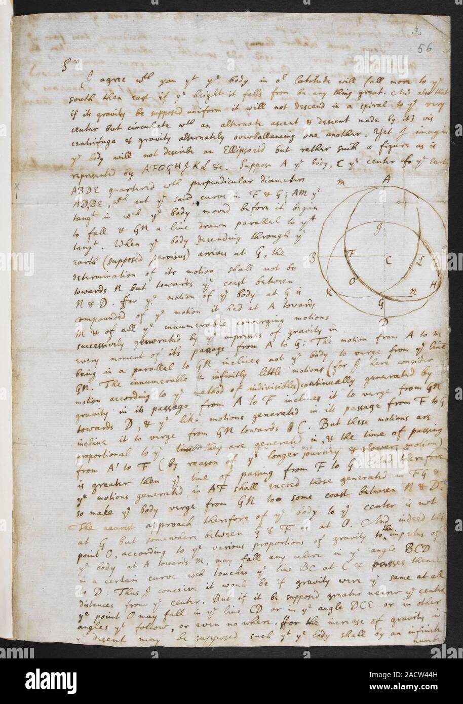 Diagram representing gravity, by Isaac Newton, Diagram only Diagram ...