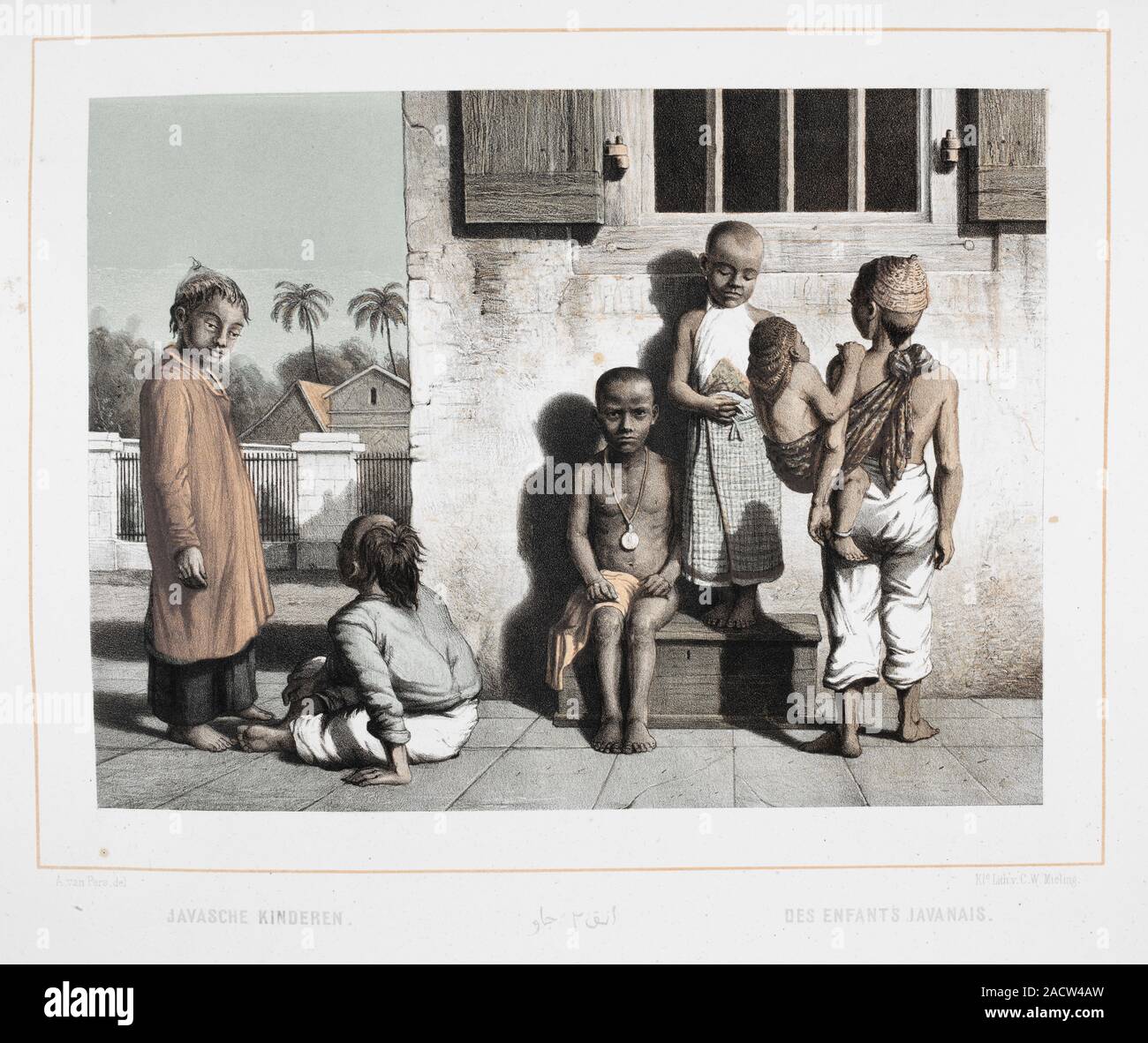 A group of Javanese children. Inhabitants of Indonesia, Colour ...