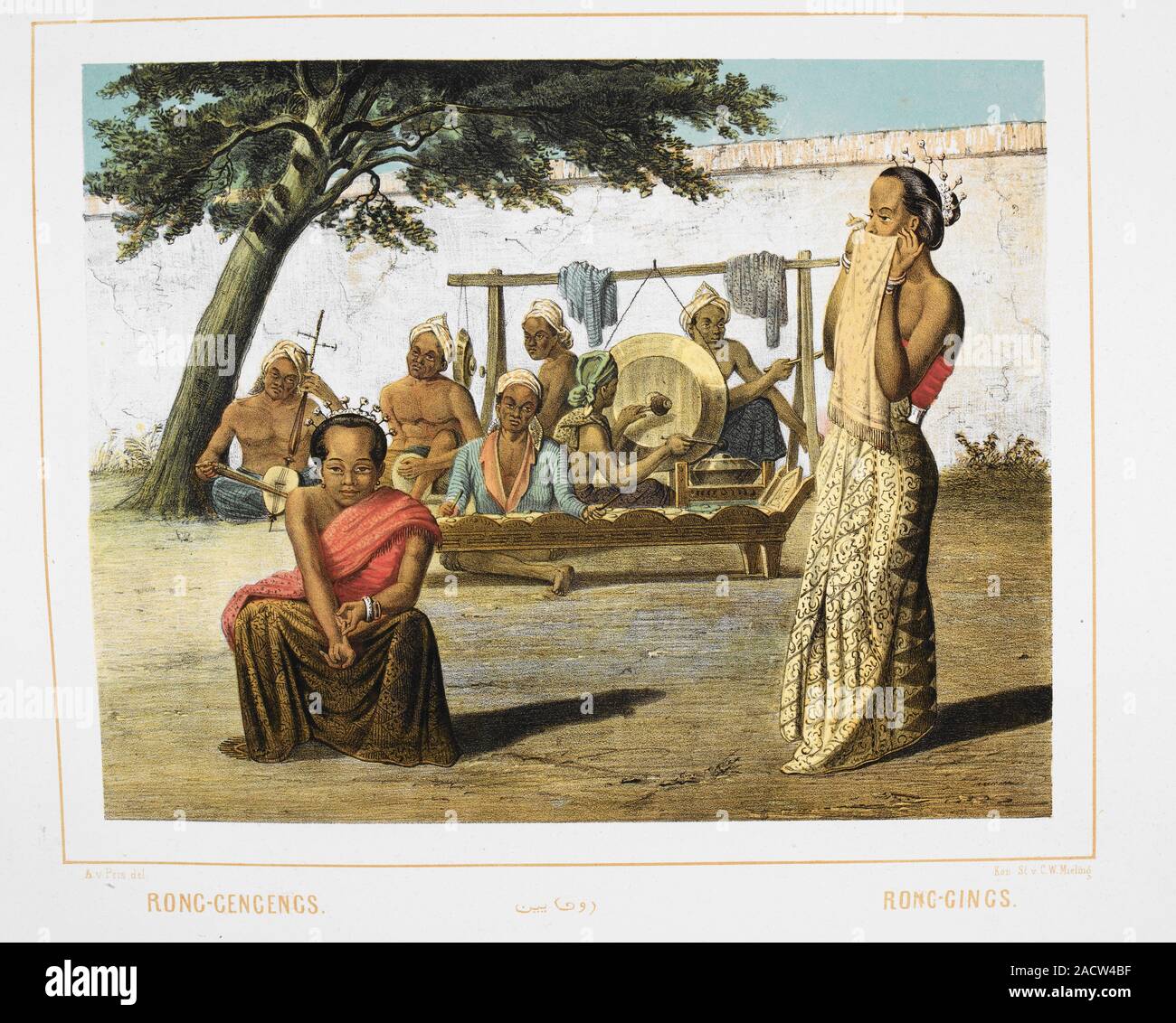 A group of musicians, and possibly dancers. People of Indonesia, Colour ...