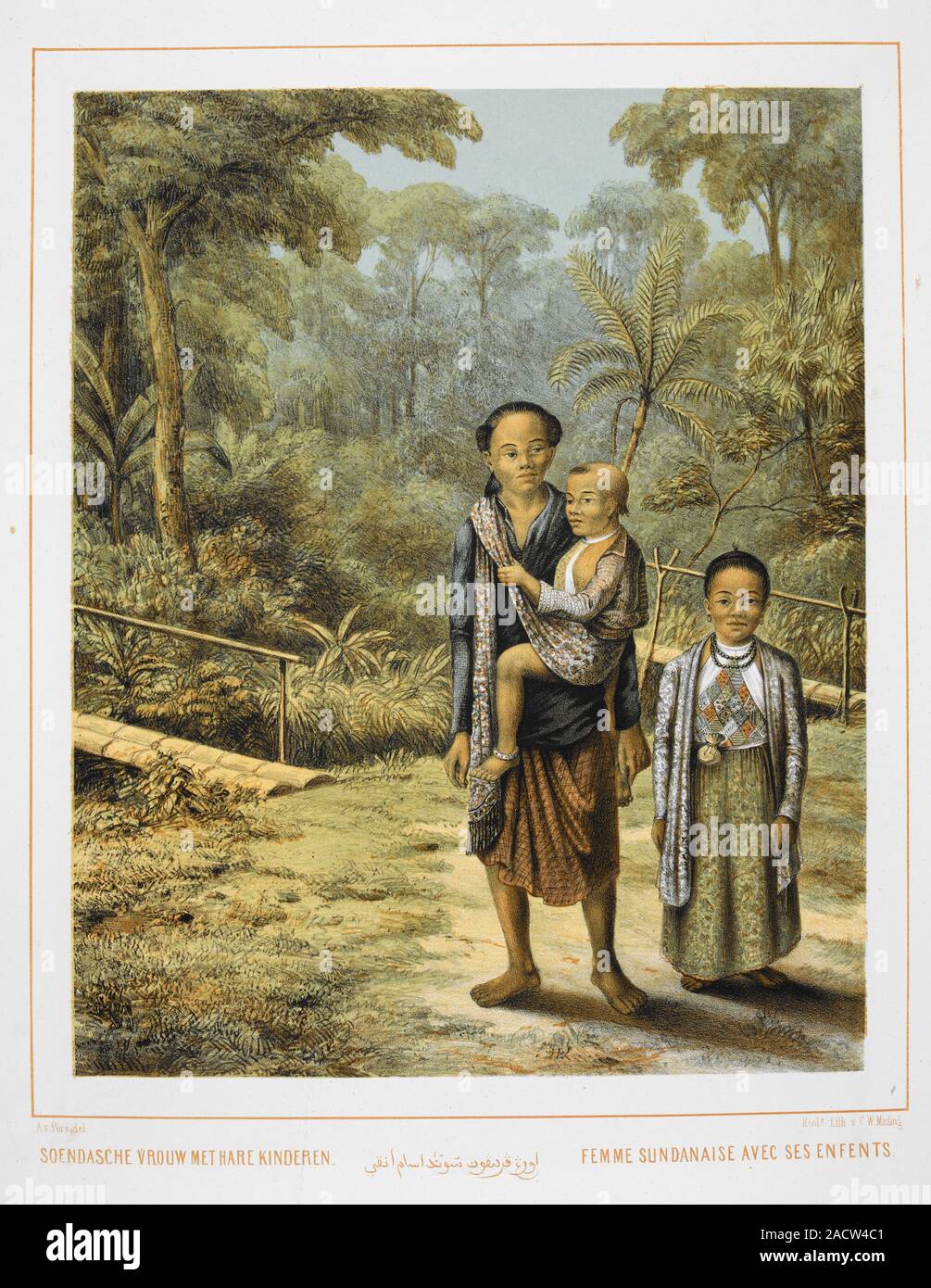 A Sundanese woman with her two children. Natives of Java, Indonesia ...