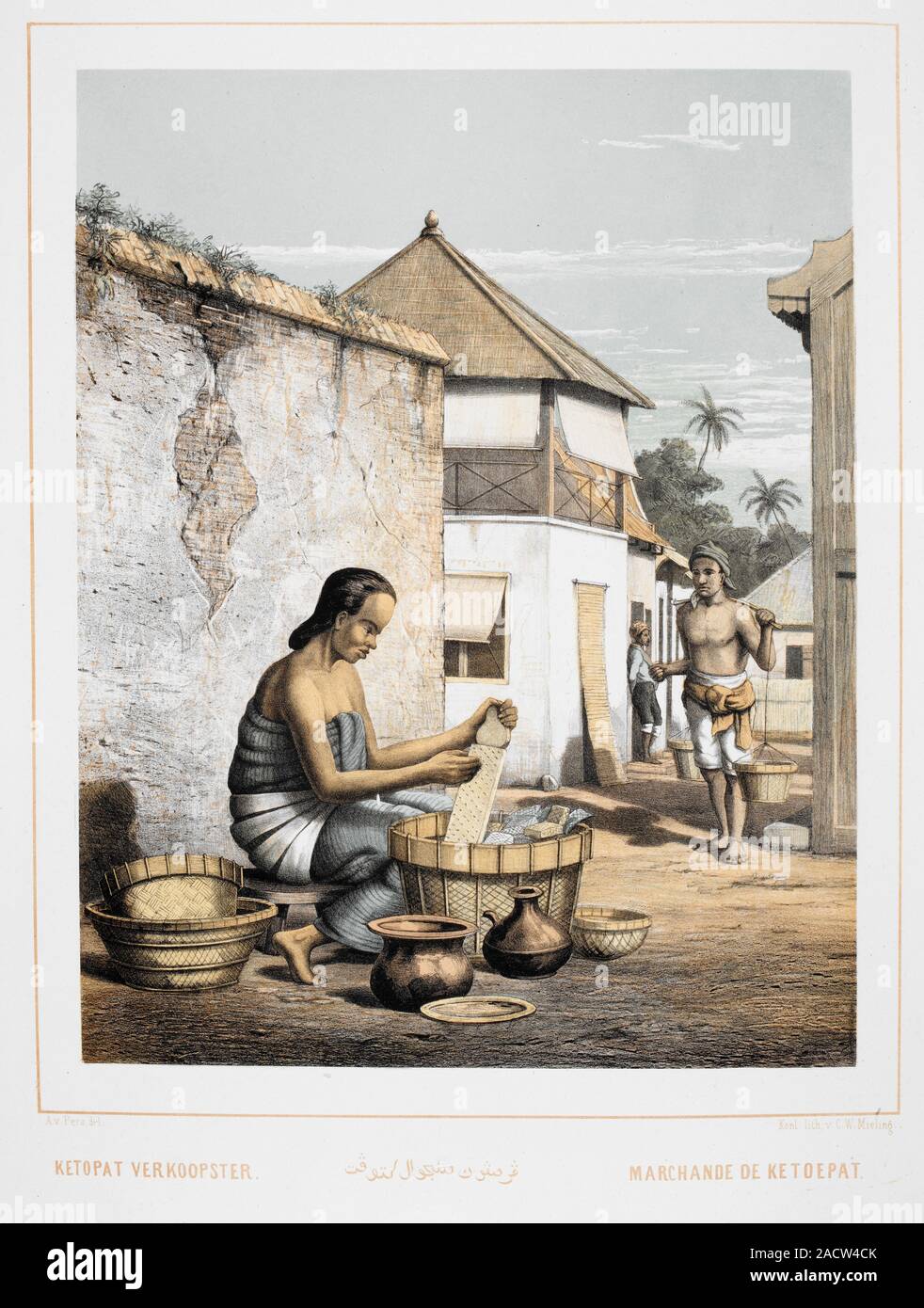 A seller of utensils. An inhabitant of Indonesia, Colour illustration ...