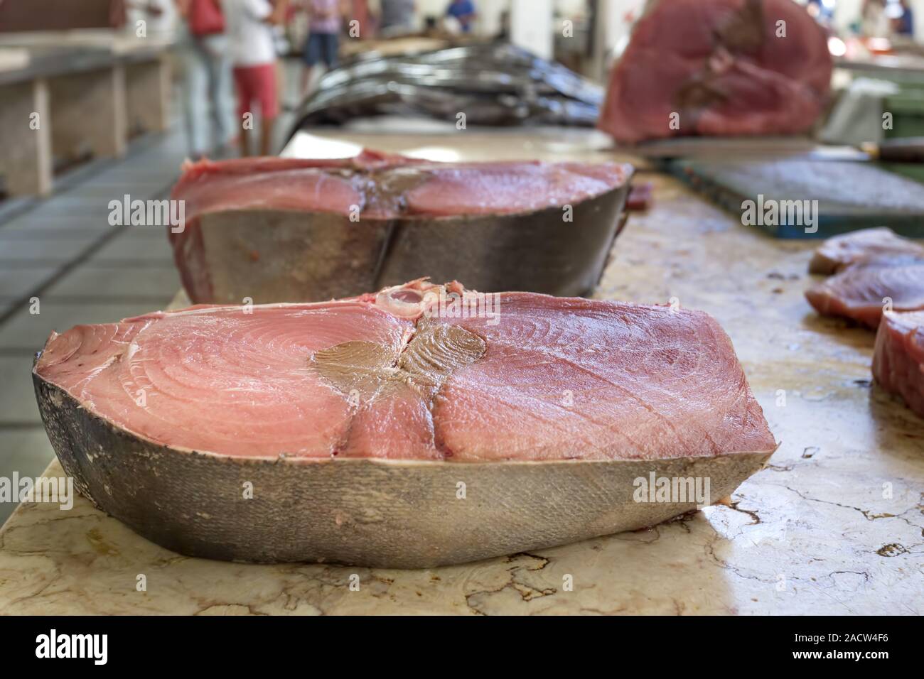 Fresh tuna at a fish market Stock Photo - Alamy