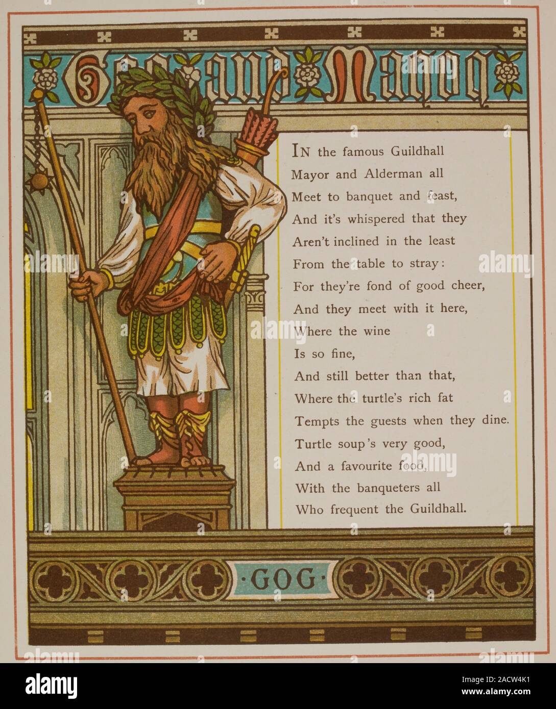 Gog, one of the wooden statues of the Guildhall. Illustration from ...