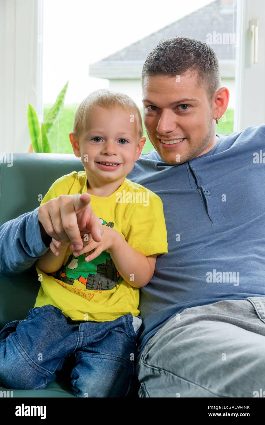 Happy boy and father Stock Photo - Alamy