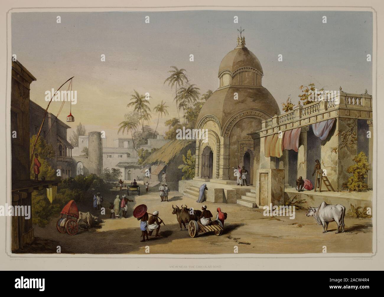 View near the Circular Road. View of a temple. From Views Of Calcutta ...