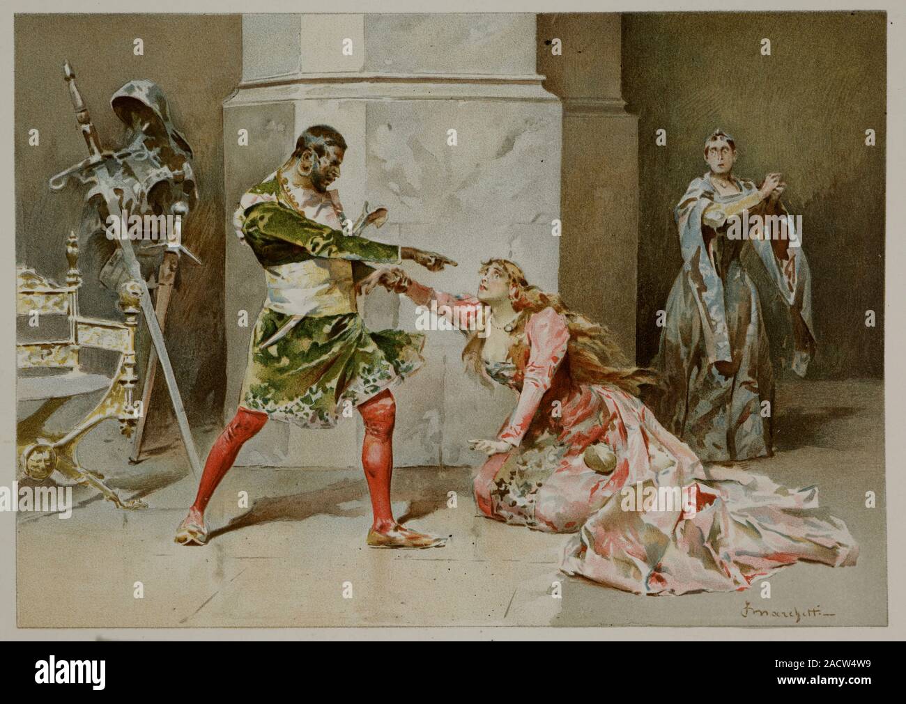 Othello berates Desdemona, Author William Shakespeare, Illustrated by ...