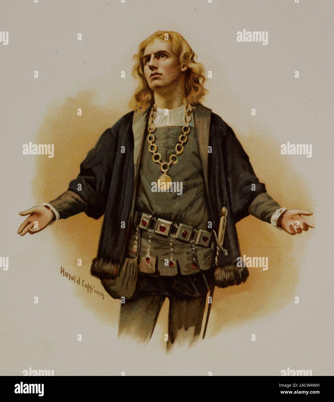 Portrait of Hamlet, prince of Denmark, colour illustration Author ...