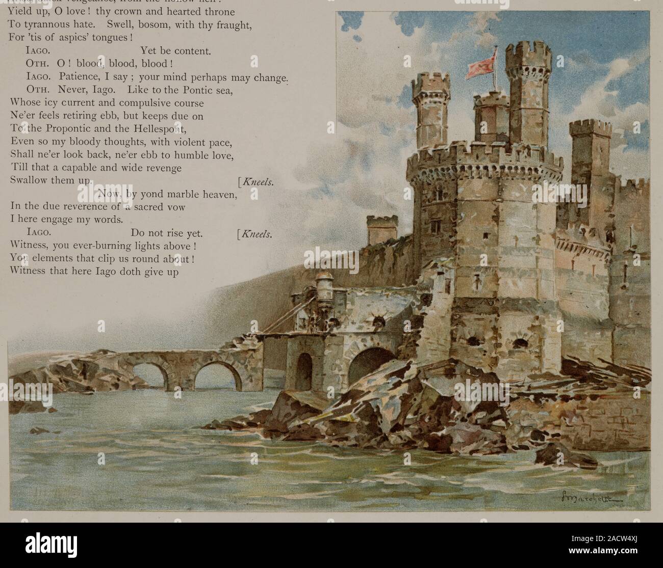 Before the castle, colour illustration. Author William Shakespeare ...