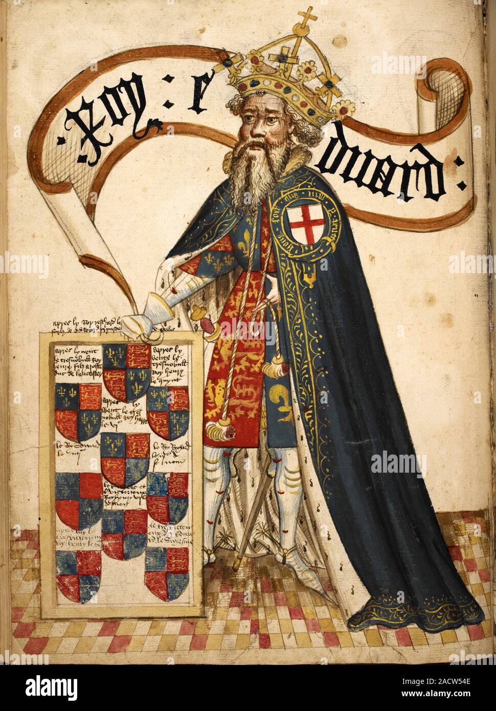Edward III in Garter robes, Whole folio Portrait of King Edward III ...