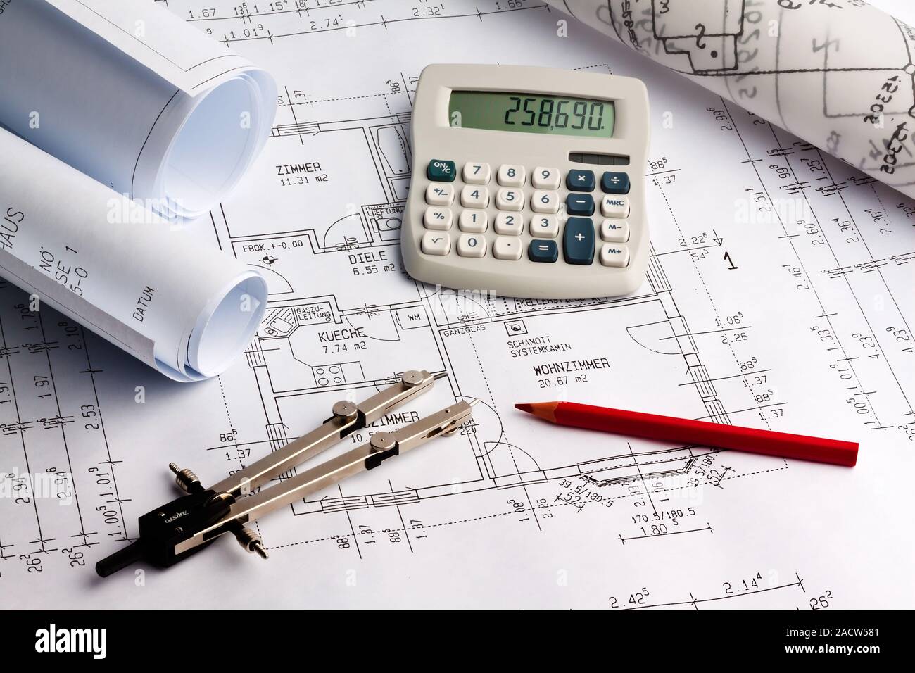 Construction plan of a residential building. house building Stock Photo ...