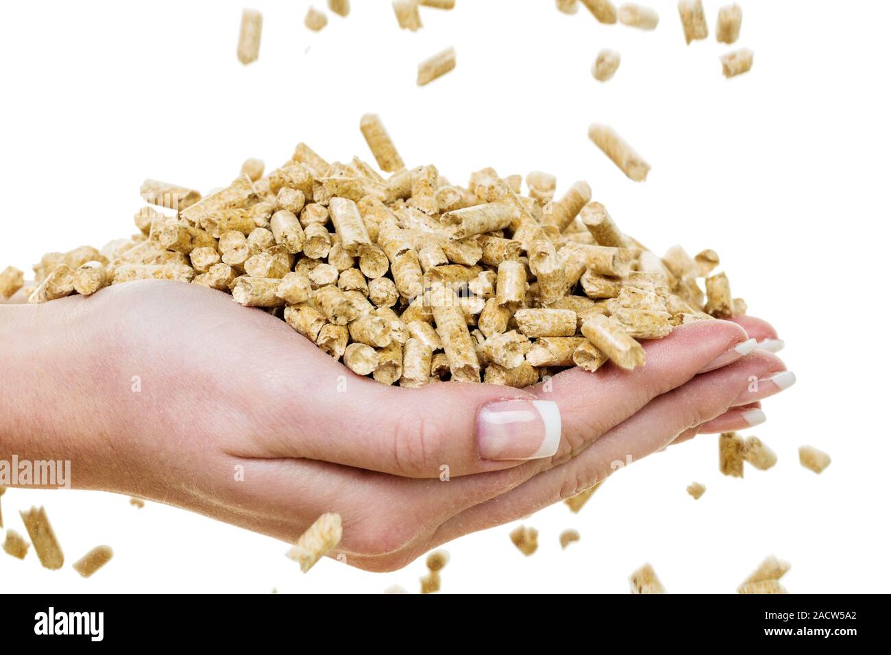 Hand with pellets as an alternative energy source Stock Photo - Alamy
