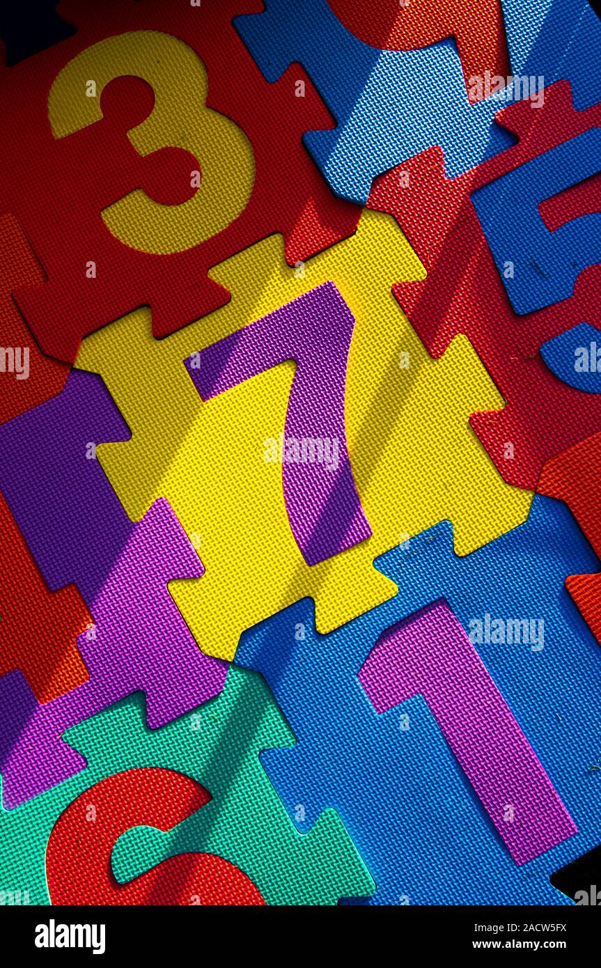 Children's numbered interlocking tiles made from flexible plastic Stock ...