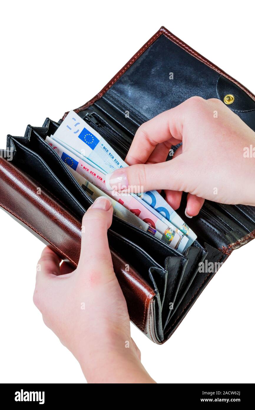 Wallet with euro notes Stock Photo - Alamy