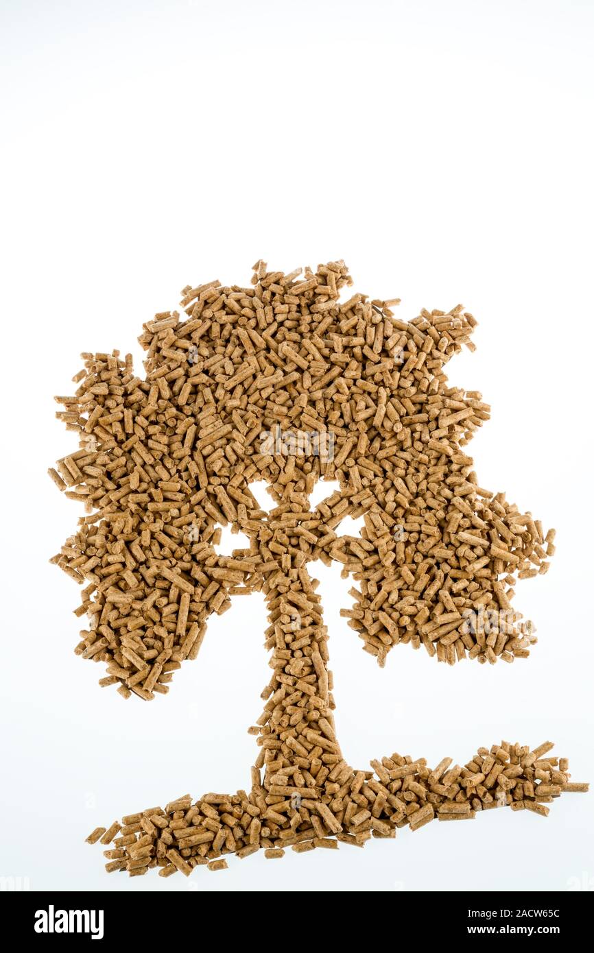 Tree of pellets for heating and warmth Stock Photo - Alamy