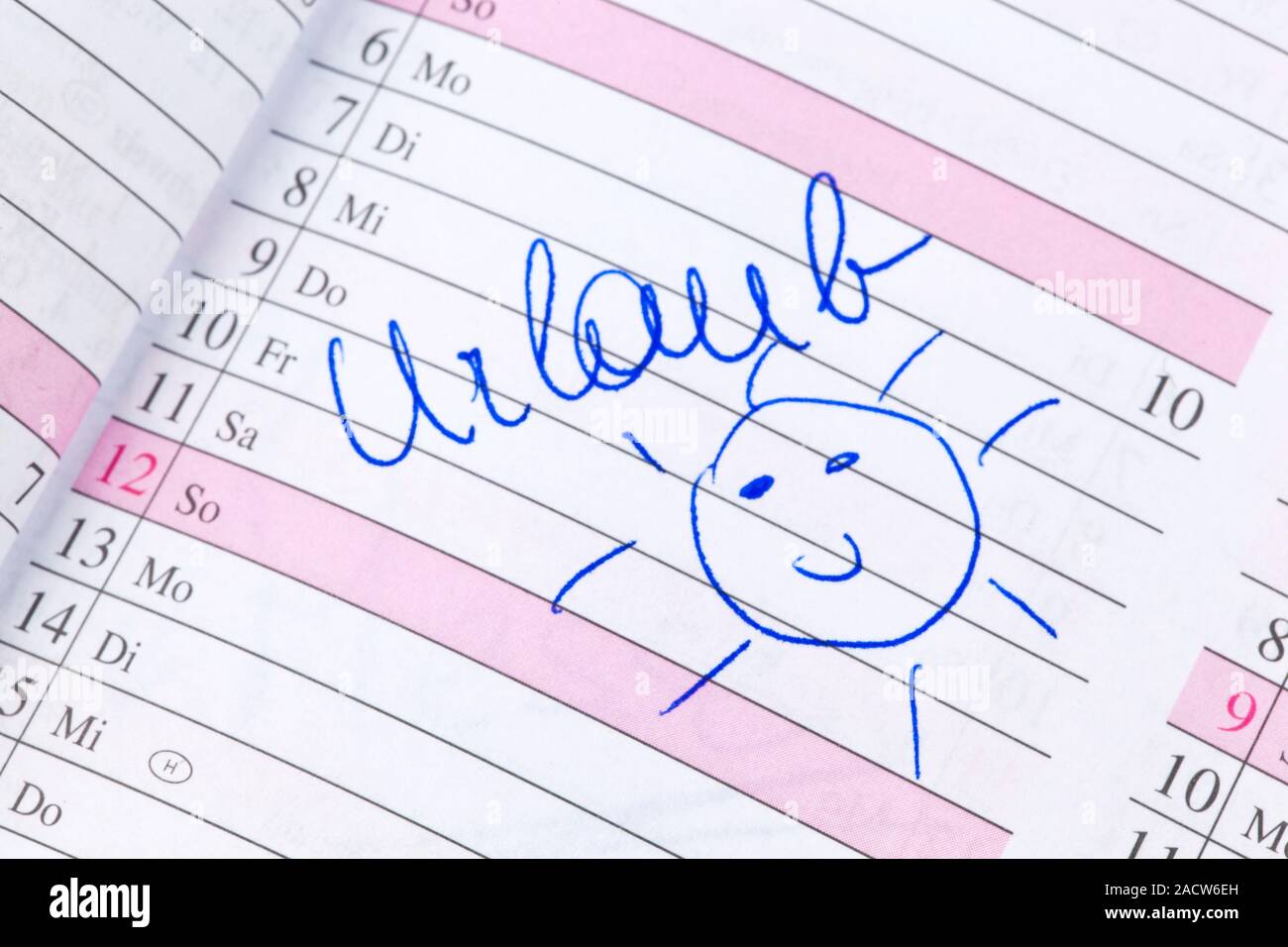 Entry in calendar: Vacation Stock Photo - Alamy