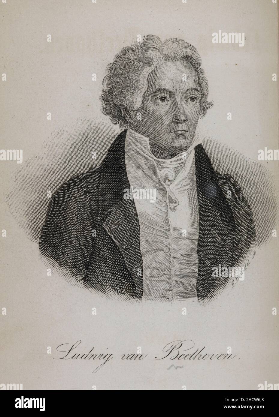German portrait plate. Drawing the composer Ludwig von Beethoven Stock ...