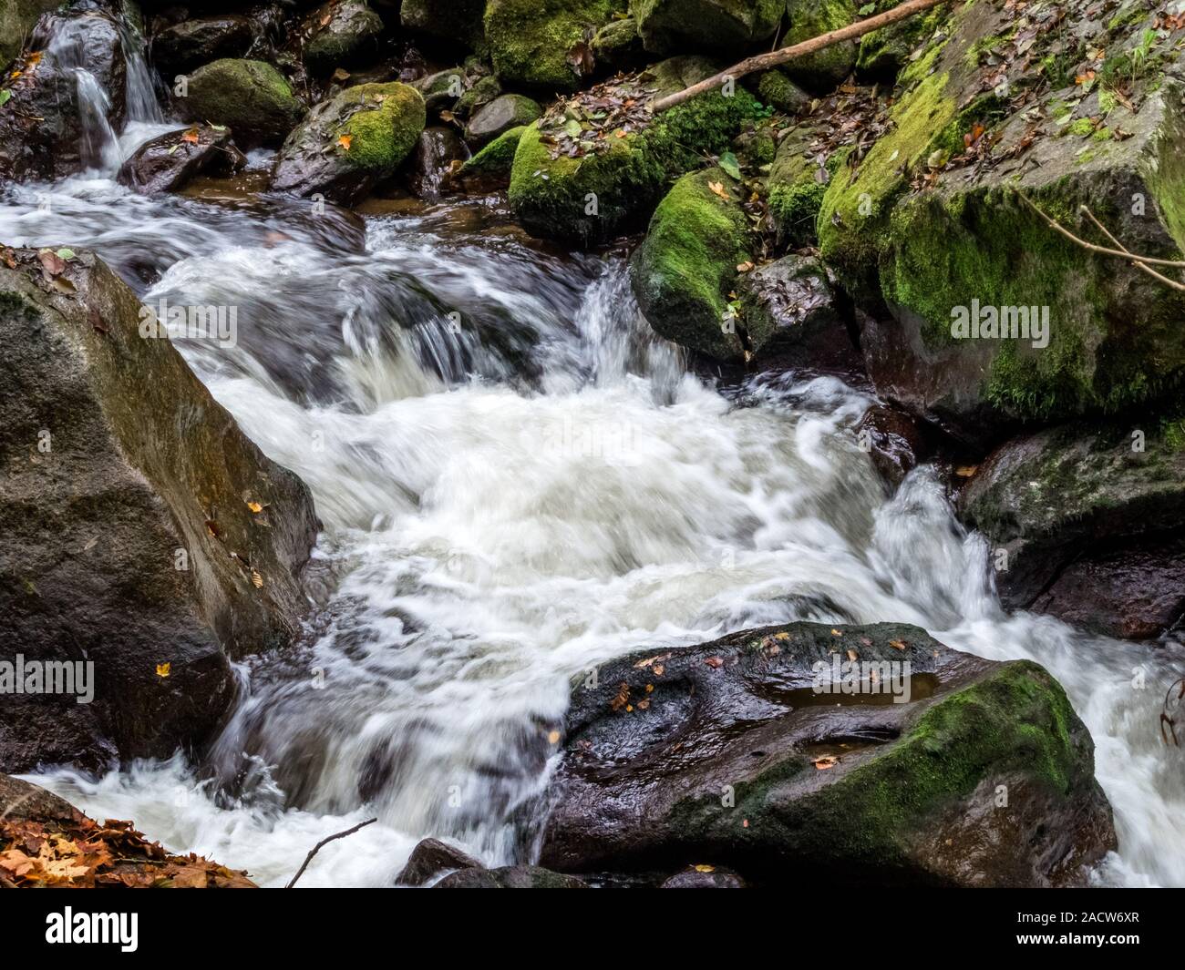 Stream with running water Stock Photo - Alamy