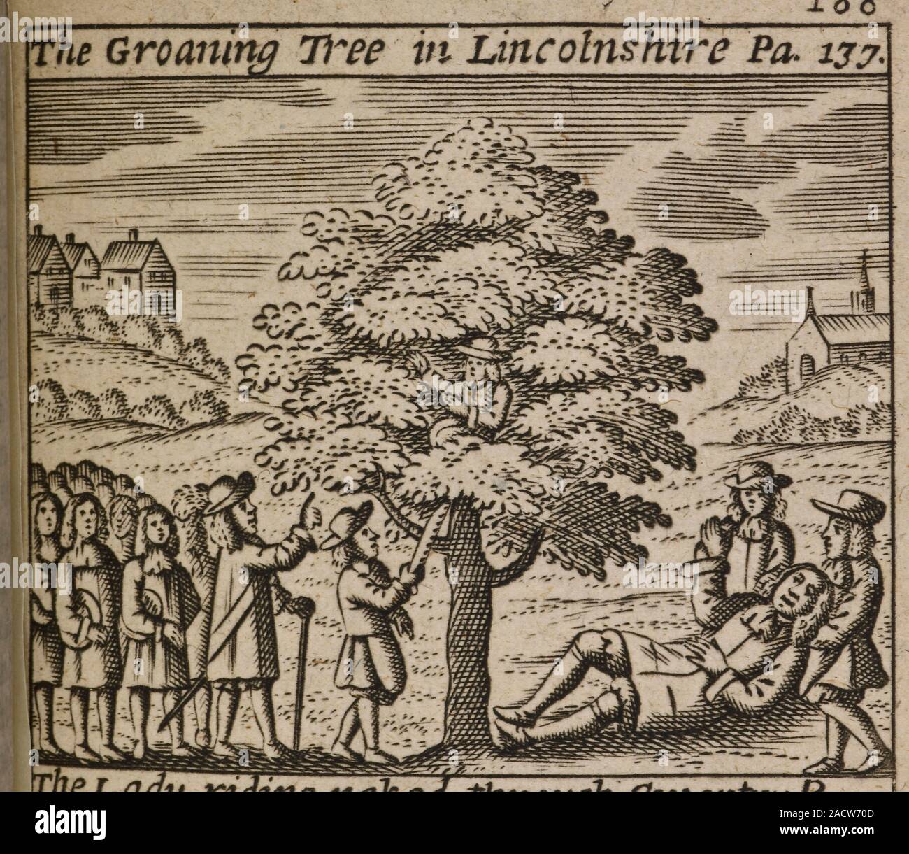 Illustration of crowd around 'The Groaning Tree' in Lincolnshire ...