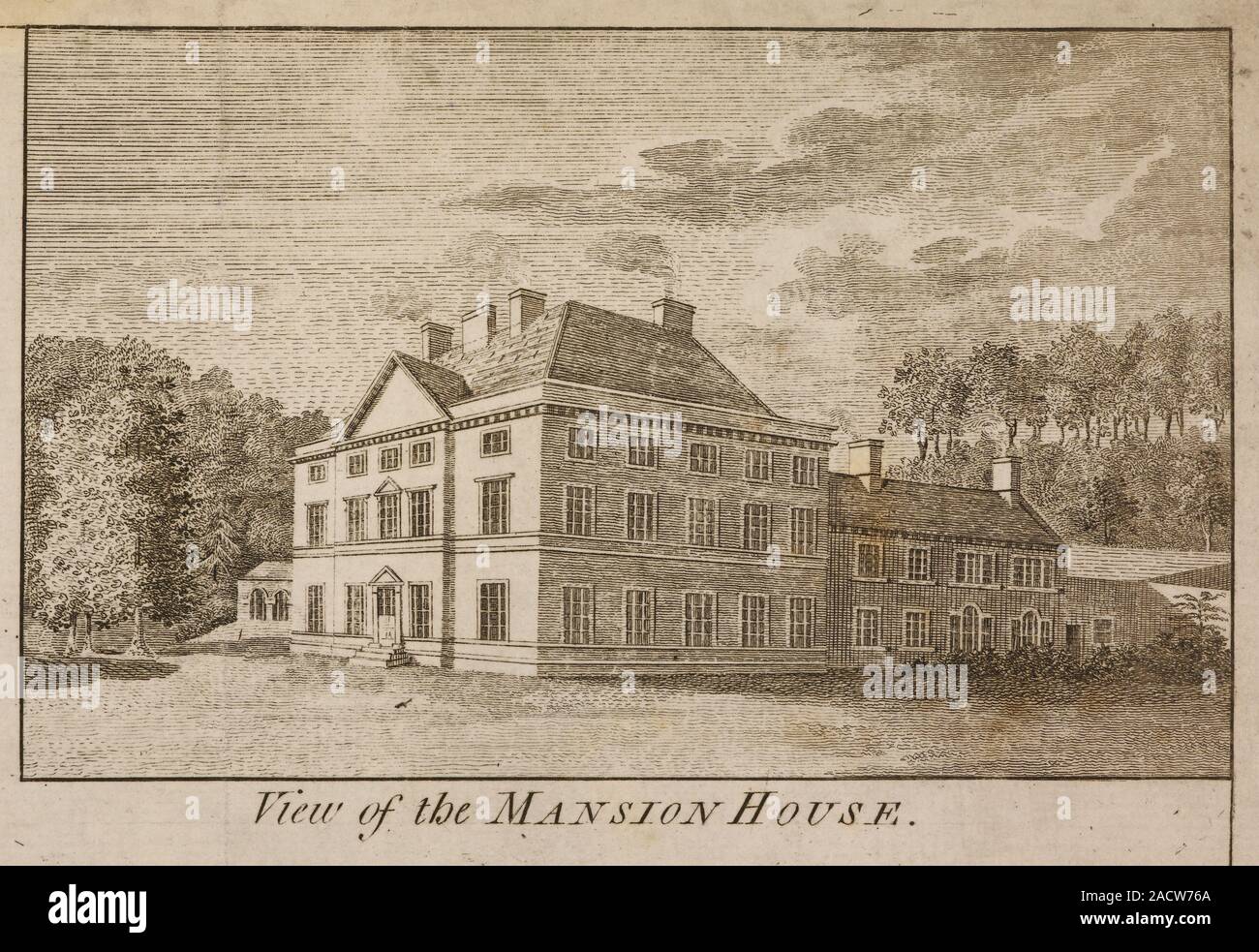 Engraving of the mansion house of Close House Estate, Plan of part of ...
