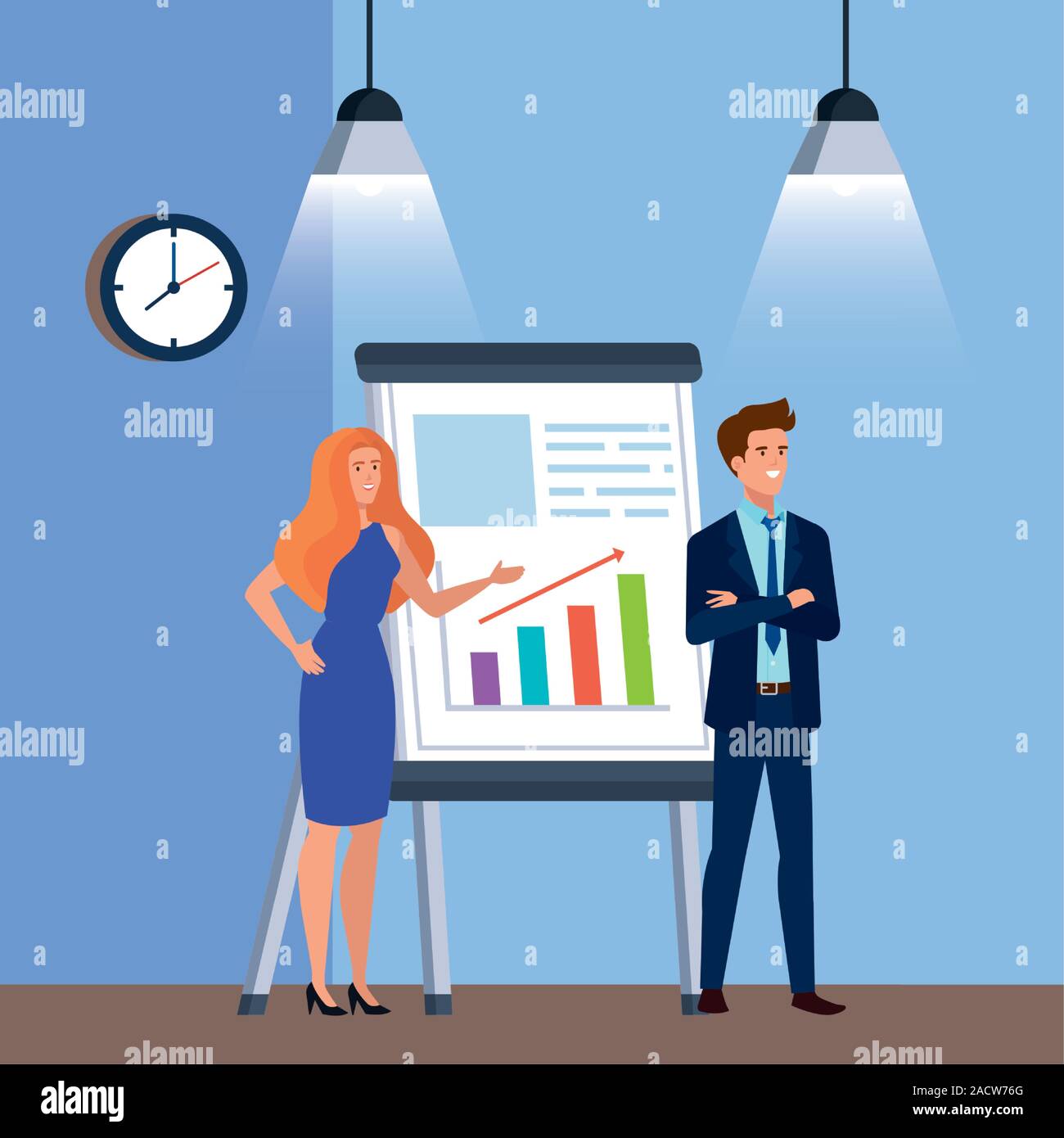 business couple with infographics presentation Stock Vector Image & Art ...