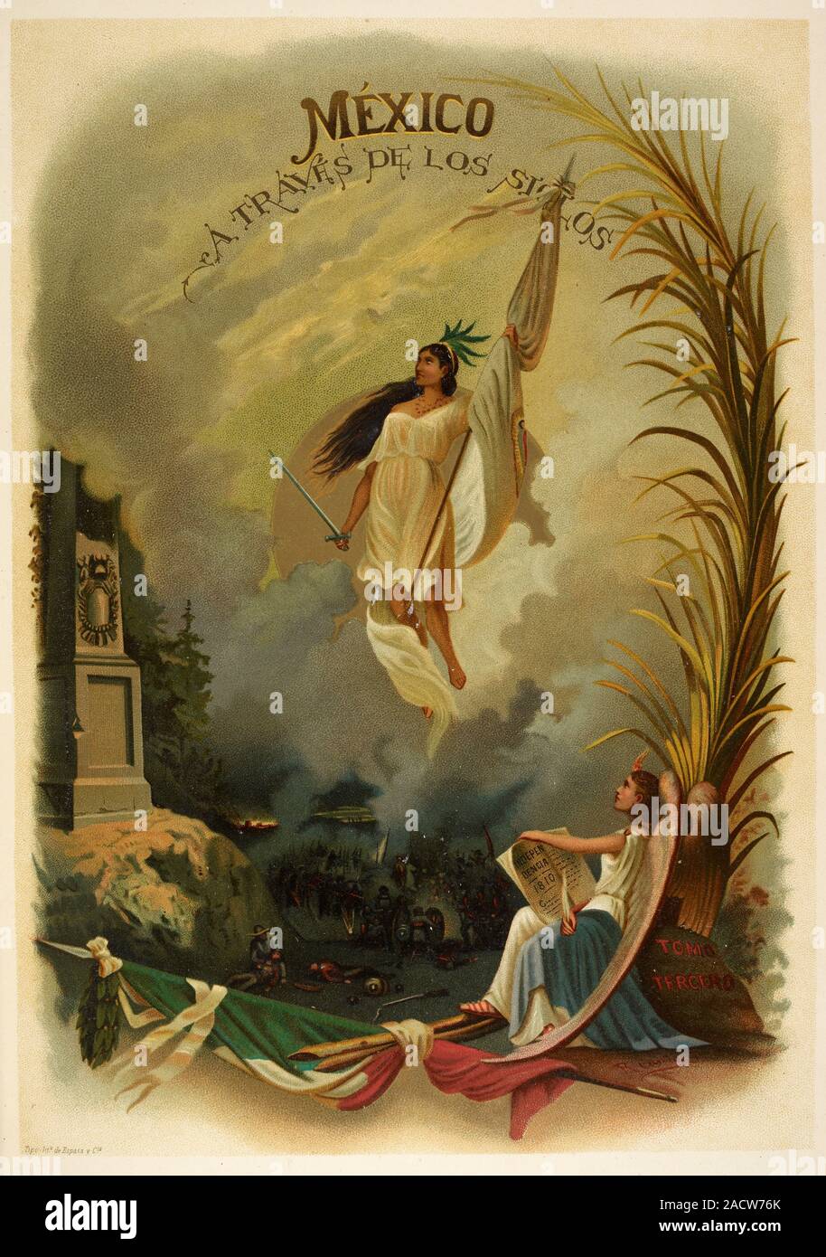 Frontispiece to a Mexican history book showing a personification of ...