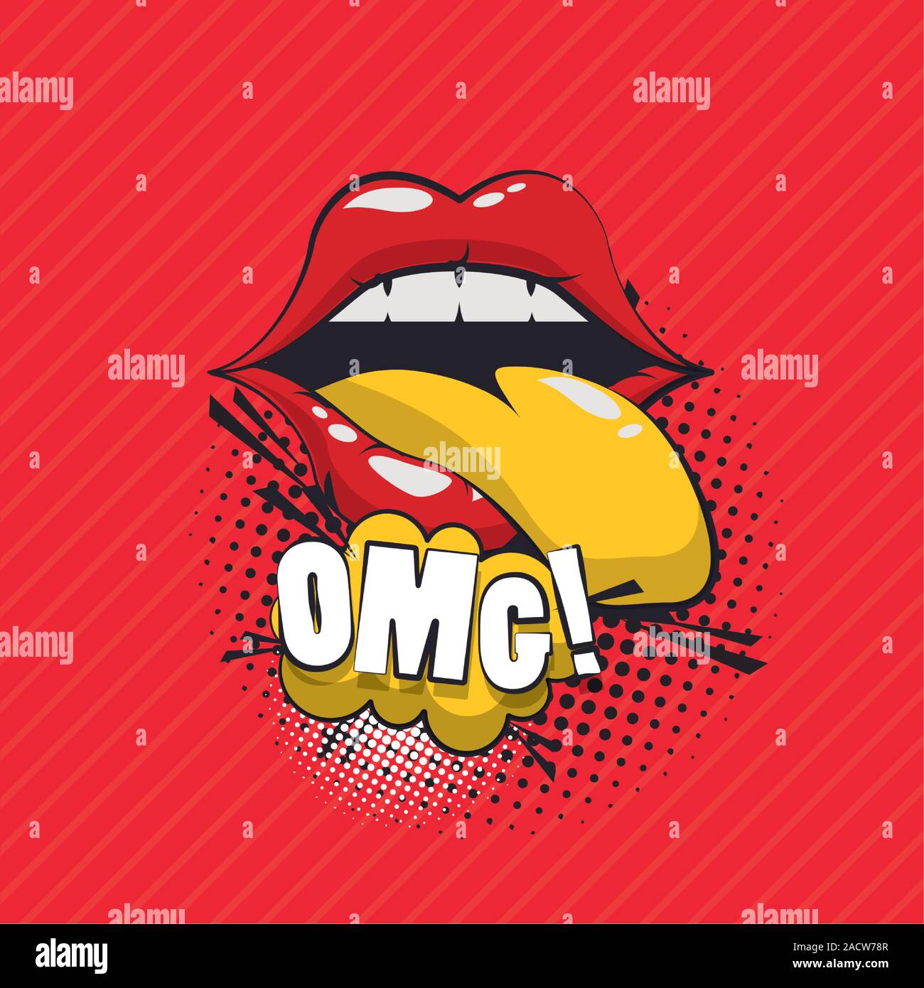 poster pop art style with female mouth Stock Vector Image & Art - Alamy