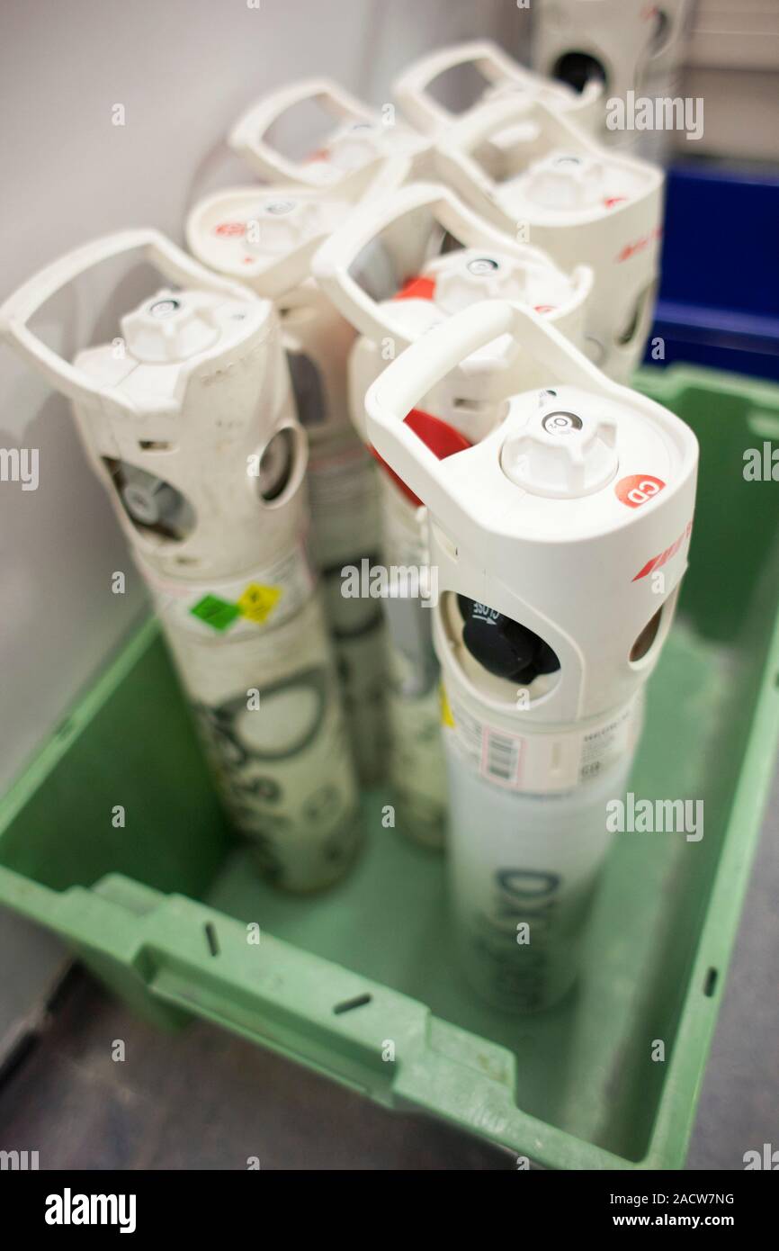 Medical oxygen canisters Stock Photo - Alamy