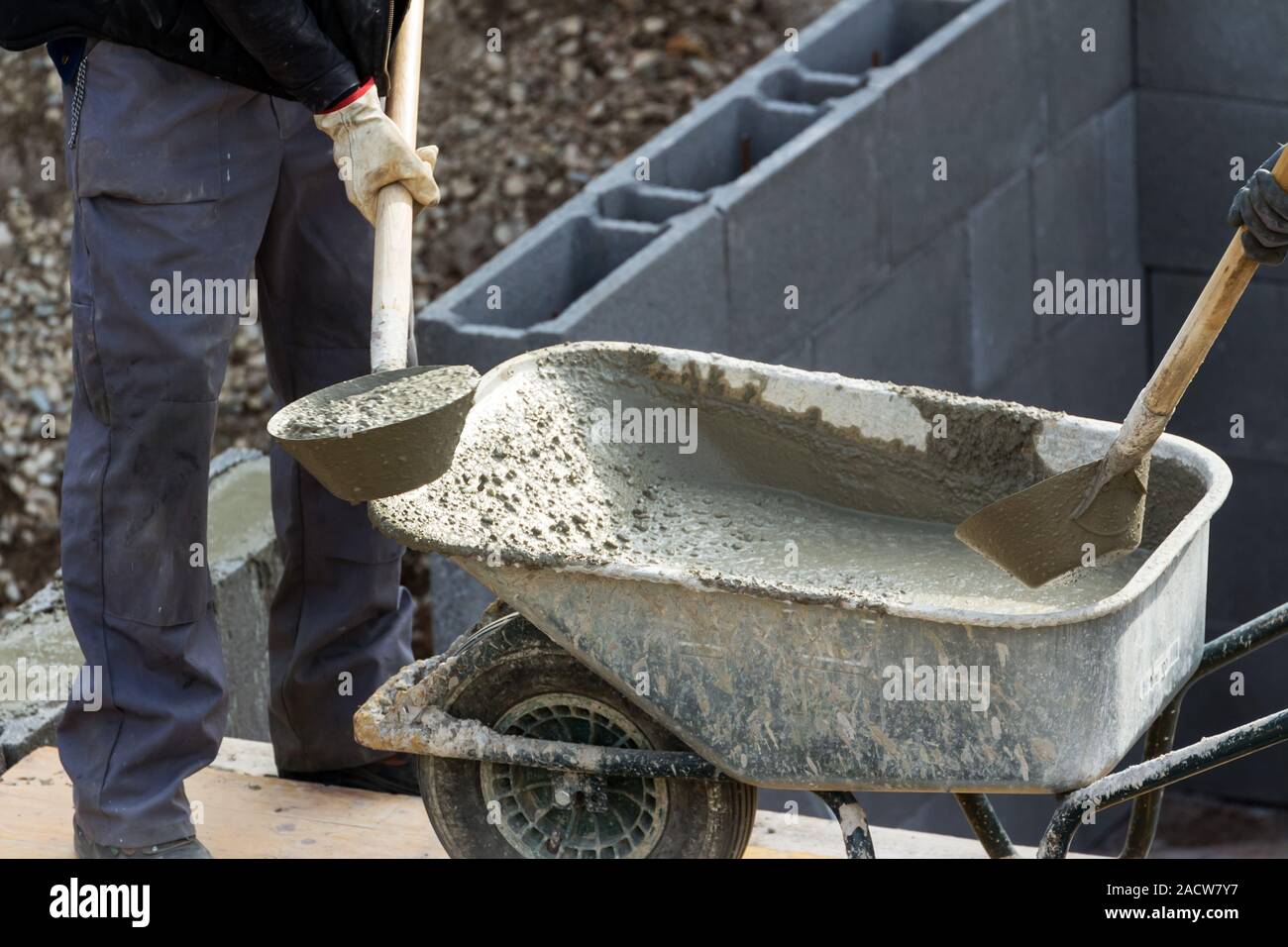Working with concrete Stock Photo - Alamy