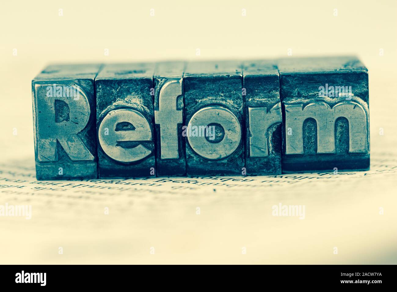 Reform written in lead letters Stock Photo - Alamy