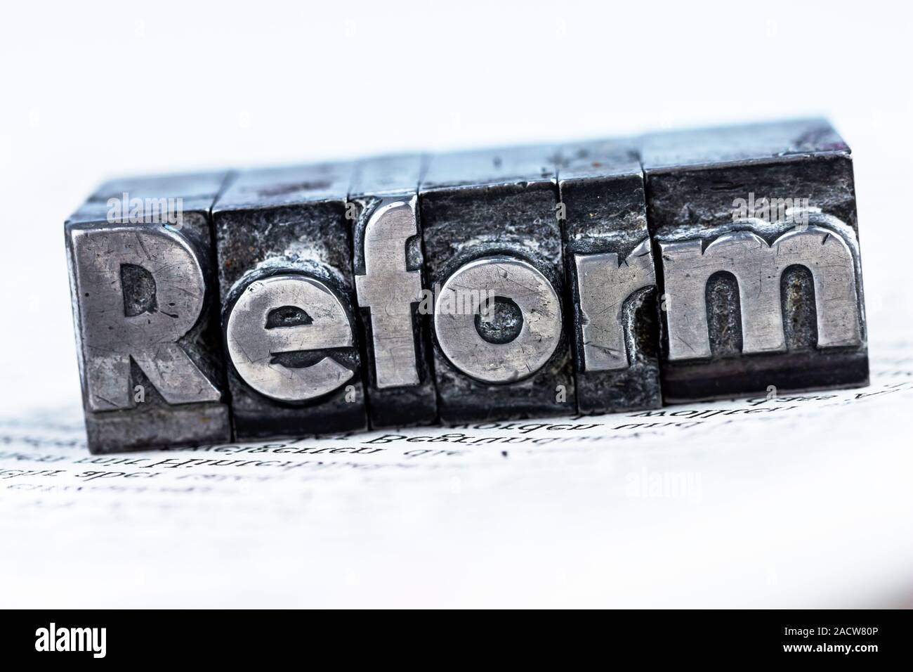 Reform written in lead letters Stock Photo - Alamy