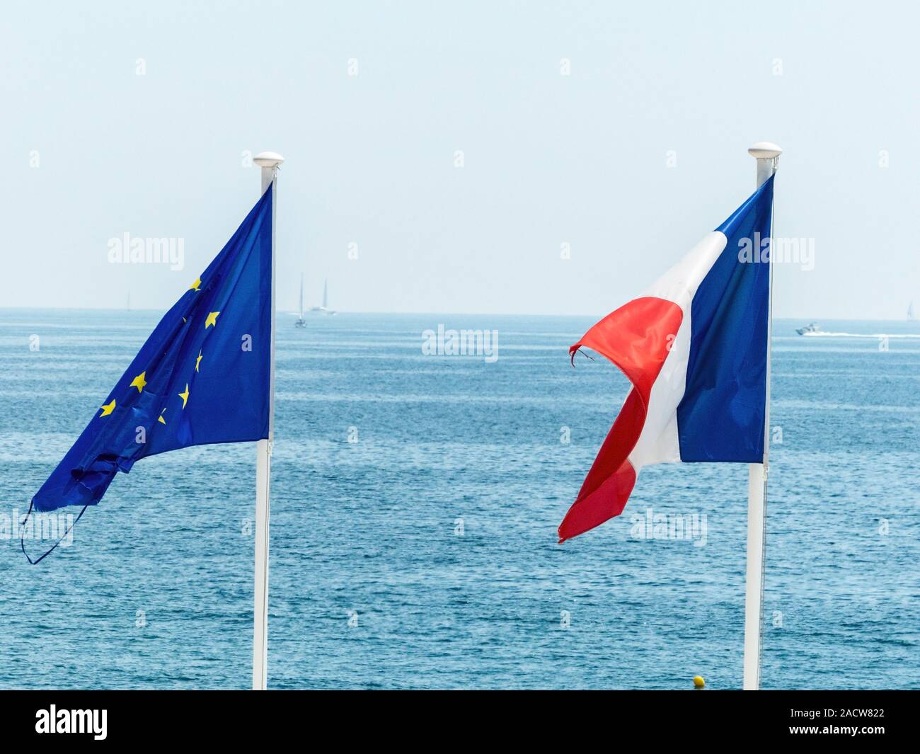 Flags of the EU and France Stock Photo - Alamy