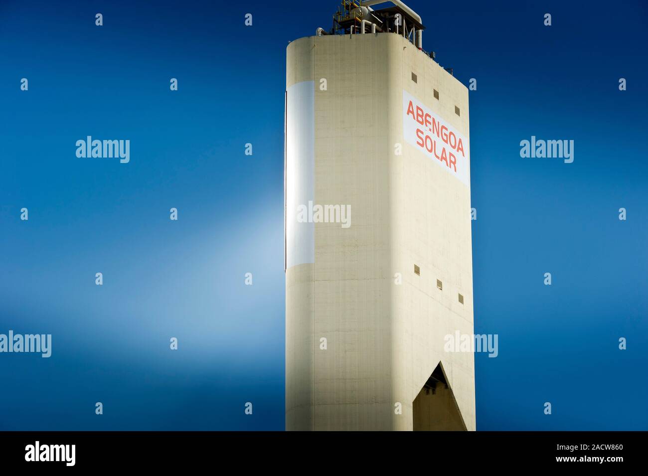 Concentrating solar power plant. Top of the tower at the PS10 ...