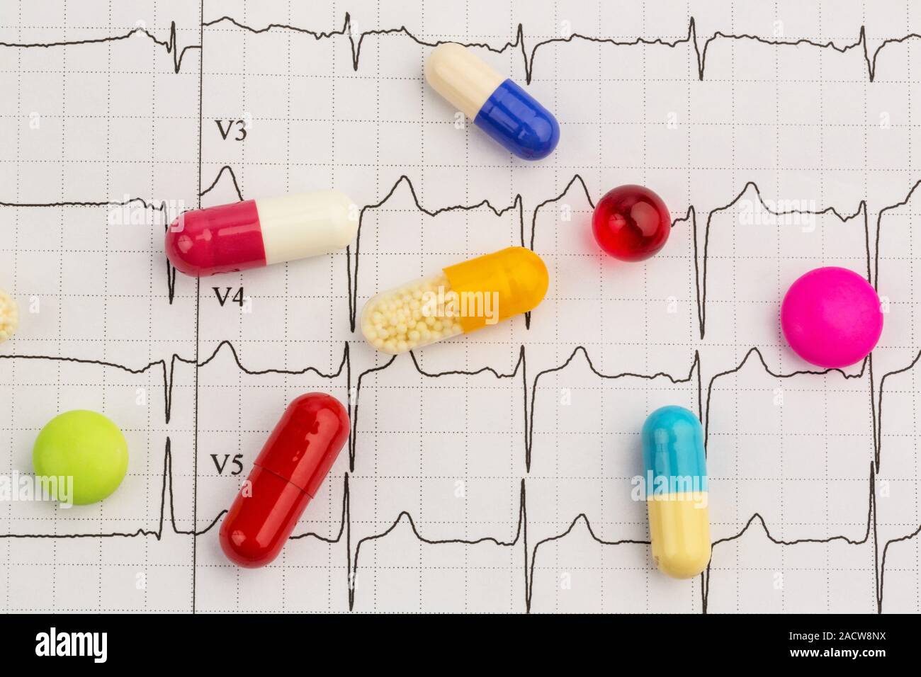 Tablets on an ECG Stock Photo - Alamy