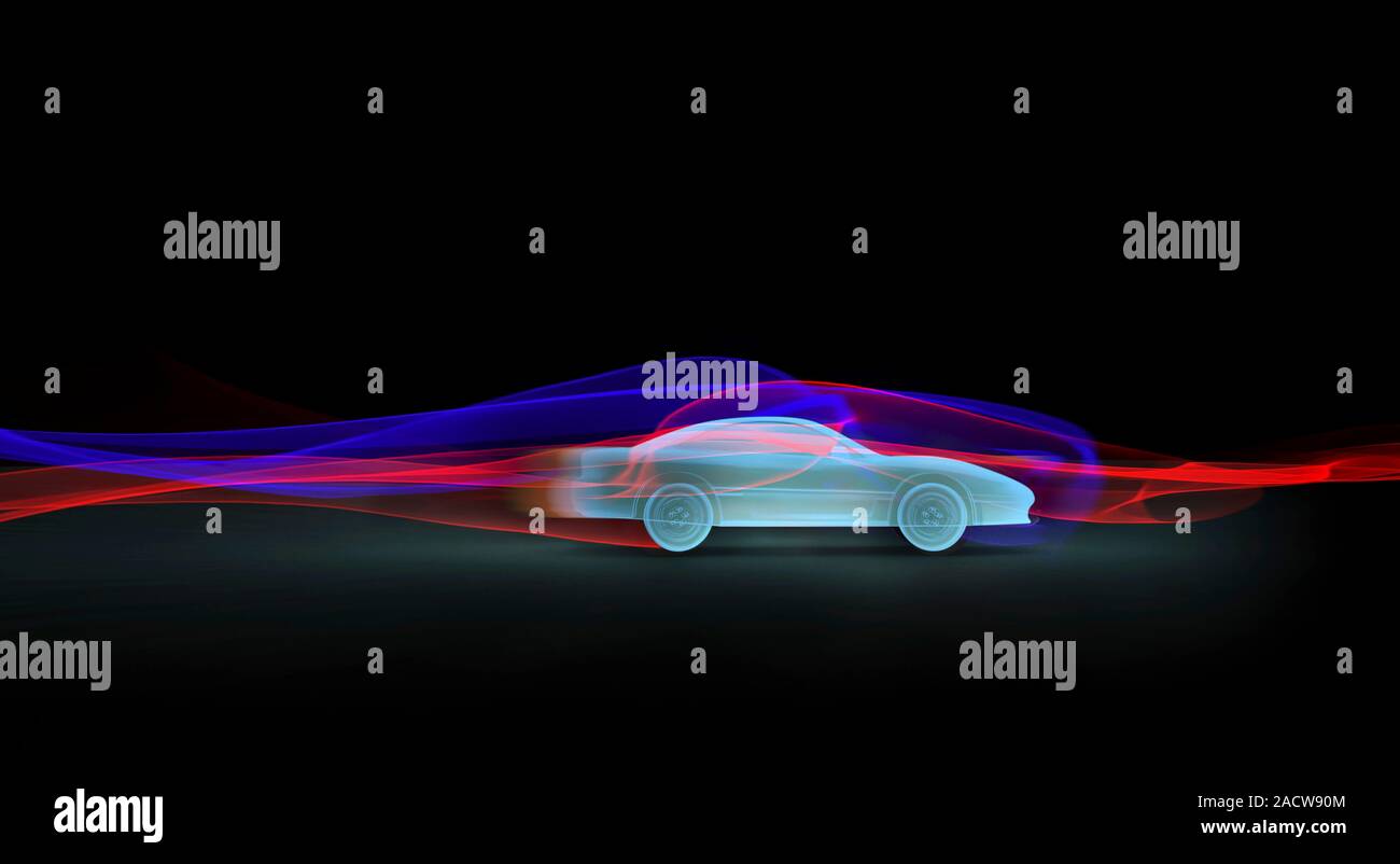 Car aerodynamics modelling. Conceptual image representing a model of a ...