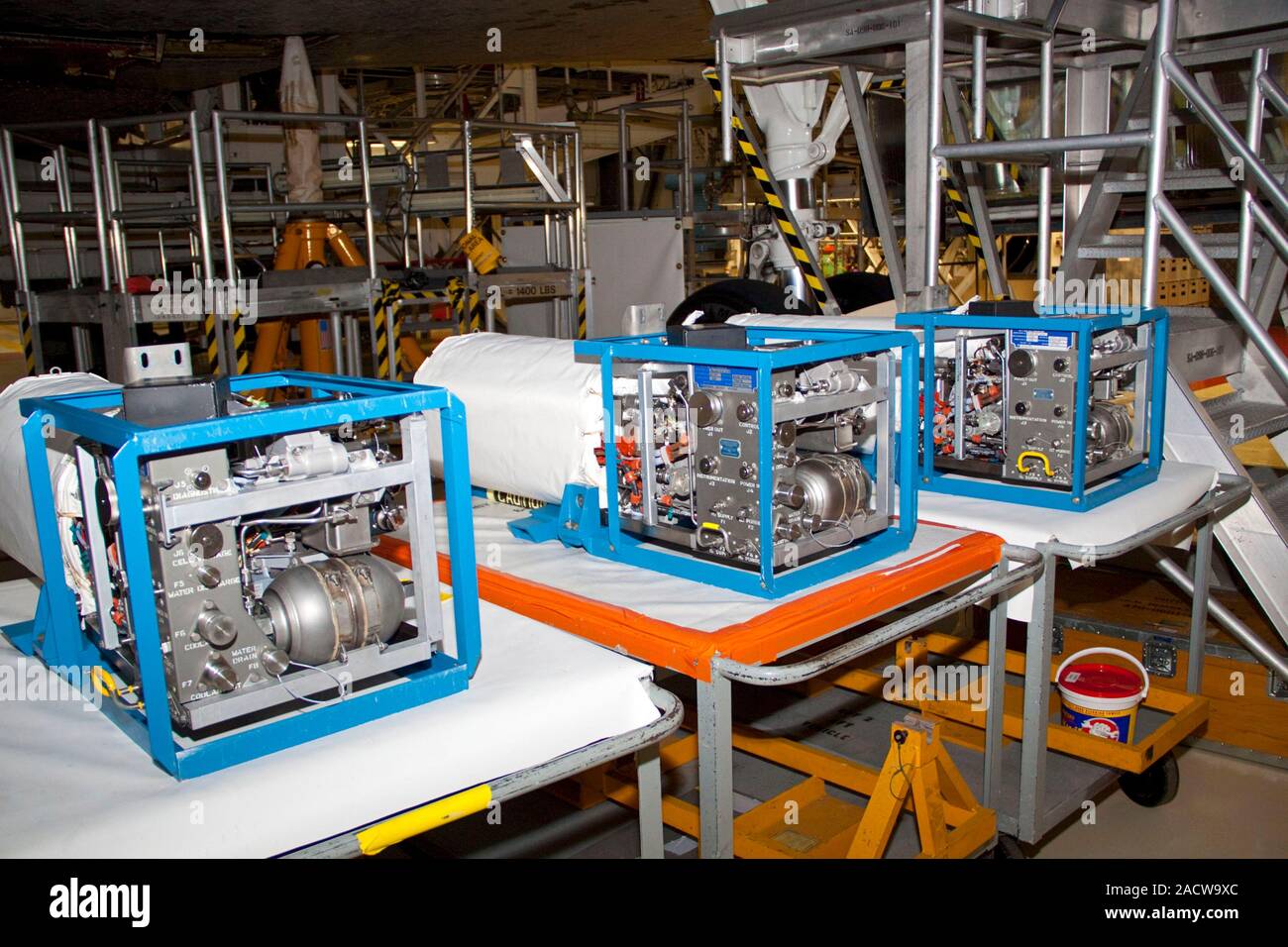 Fuel cells removed from Space Shuttle Atlantis in preparation for the ...