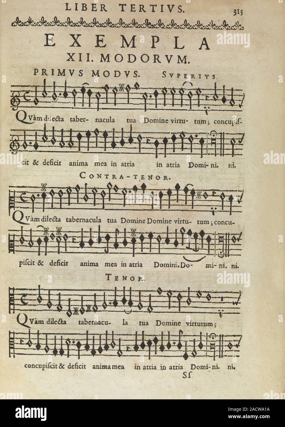 Music theory. 17th-century book page showing the medieval musical ...
