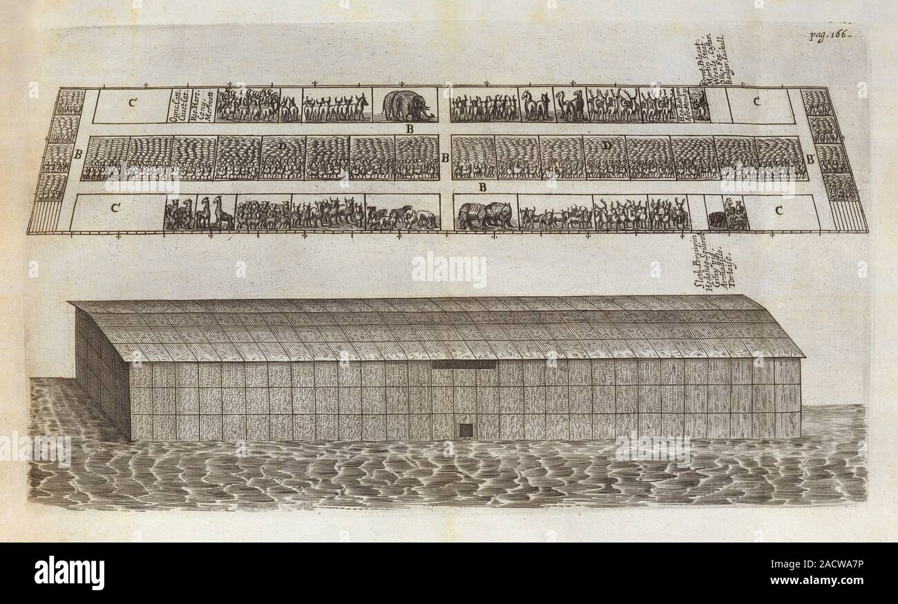 Noah's Ark, 17th-century artwork. As told in the Judaeo-Christian bible ...