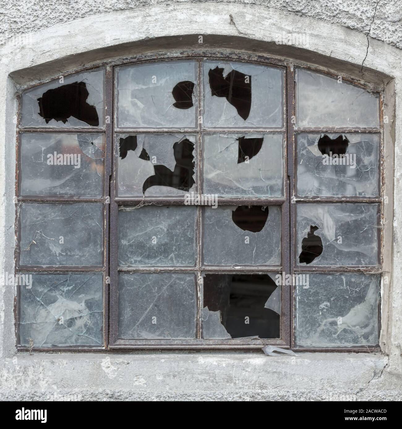 Window with broken panes Stock Photo - Alamy