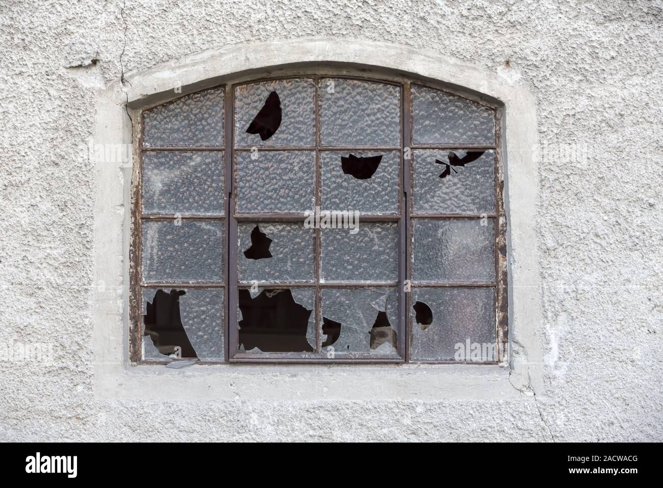 Window with broken panes Stock Photo - Alamy